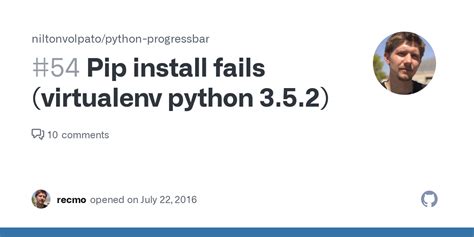 Pip Install Fails Virtualenv Python 352 · Issue 54 · Niltonvolpatopython Progressbar · Github