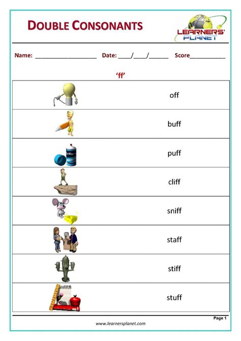 Double Consonant Words Worksheets