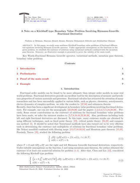Pdf A Note On Kirchhoff Type Boundary Value Problem Involving Riemann Liouville Fractional