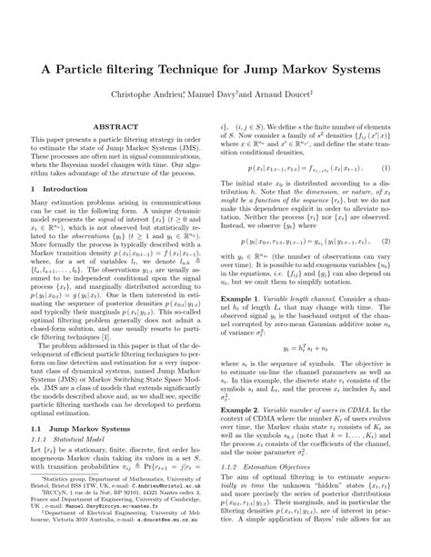 Pdf A Particle Filtering Technique For Jump Markov Systems