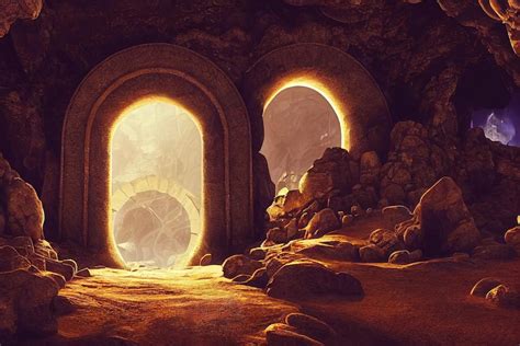 Premium Photo Abandoned Fantasy Portal Stone Arch In Mountain Cave