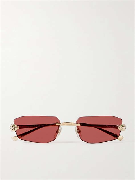 Cartier Eyewear Panthère De Cartier Rimless Rectangle Frame Gold Tone