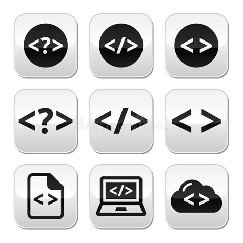 Programming Code Buttons Set Stock Illustration Illustration Of Computer Mark 34467239
