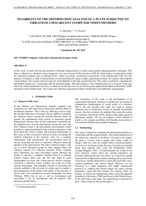 pdf feasibility of the deformation analysis of a plate subjected to vibrations using recent