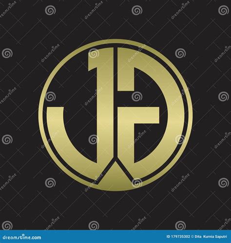 Jg Logo Monogram Circle With Piece Ribbon Style On Gold Colors Stock