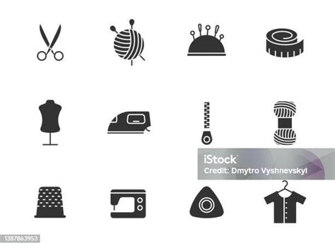 흰색 배경에 격리 된 실루엣 벡터 아이콘을 바느질합니다 웹 모바일 앱 Ui 디자인 인쇄 폴리그래피 및 프로모션 광고 비즈니스를