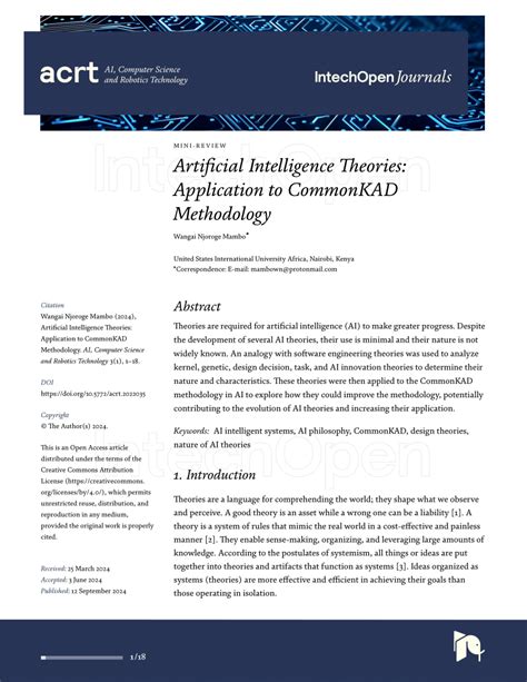 Pdf Artificial Intelligence Theories Application To Commonkad Methodology