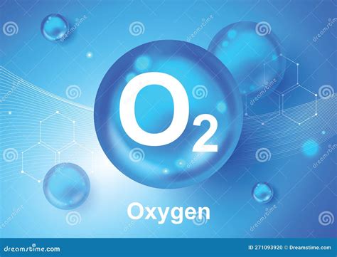 Oxygen O2 Molecule Models Blue Background Vector Illustration Oxygen