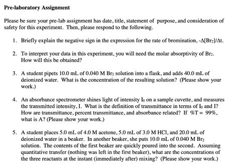Pre Laboratory Assignment Please Be Sure Your Pre Lab Chegg