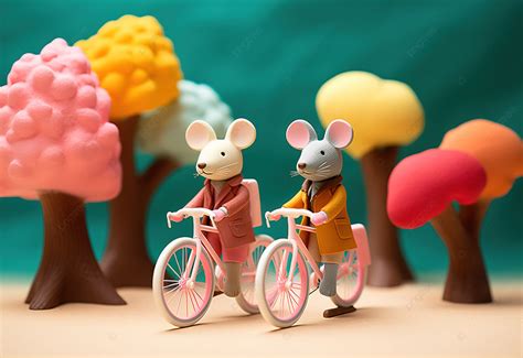 숲 나무 옆에 자전거를 타고 서 있는 두 마리의 쥐 가을 높은 해상도 귀엽다 배경 일러스트 및 사진 무료 다운로드 Pngtree