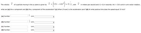 Solved The Velocity Of A Particle Moving In The Xy Plane Is Chegg
