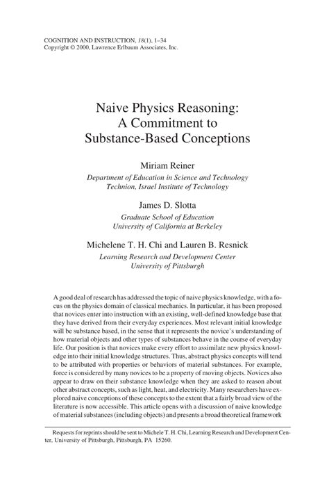Pdf Naive Physics Reasoning A Commitment To Substance Based Conceptions