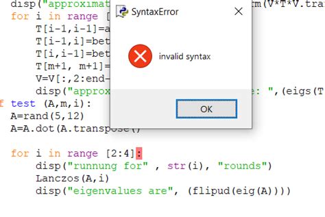 Matlab To Python Conversion Testing The Lanczos Algorithm Stack Overflow