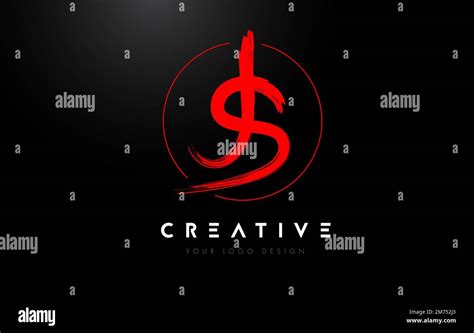Red JS Brush Letter Logo Design Artistic Handwritten Brush Letters