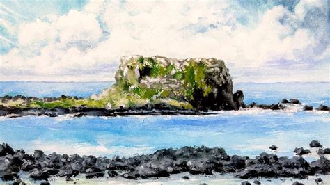 힐링 수채화 여름 휴가 이야기한여름의 제주 바다 풍경 그리기 Youtube