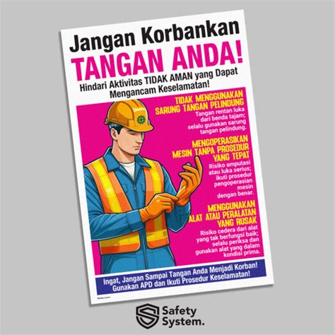 Jual Poster K3 Safety Kesehatan Dan Keselamatan Kerja Jangan Korbankan Tangan Anda Dari