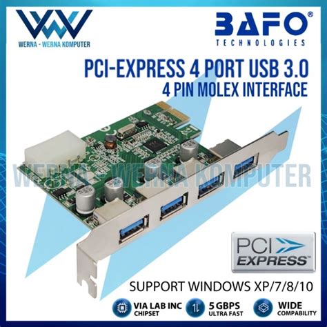Jual BAFO PCI E PCI EXPRESS TO USB 3 0 4 PORT MOLEX POWER EXPANSION CARD Shopee Indonesia