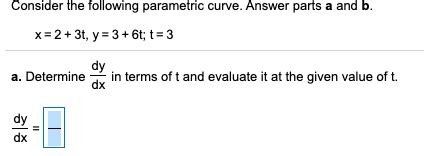 Solved Consider The Following Parametric Curve Answer Parts Chegg Com