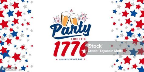 1776년 독립기념일 7월 4일 빨간색 파란색 흰색 별이 터지는 추상적인 배경 템플릿과 같은 파티 벡터 그림입니다 0명에 대한 스톡 벡터 아트 및 기타 이미지 Istock