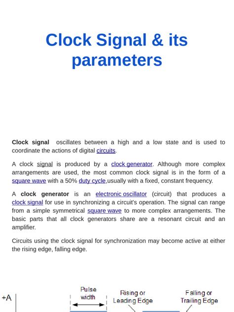 Clock Signal And Its Parameters Pdf Computers Technology And Engineering
