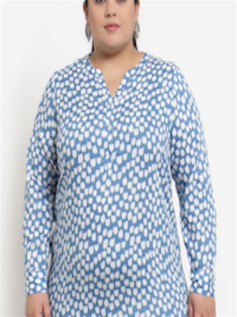 Buy Pluss Plus Size Women Blue Printed Top Tops For Women 17495634