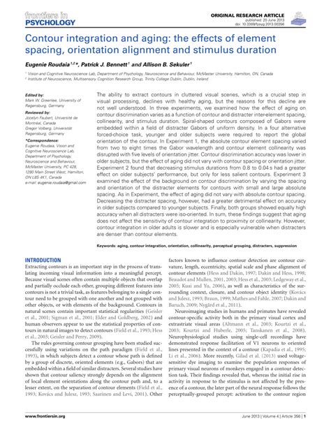 Pdf Contour Integration And Aging The Effects Of Element Spacing Orientation Alignment And
