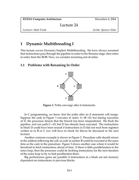 Notes On Dynamic Multithreading I Computer Architecture Ece 511 Docsity