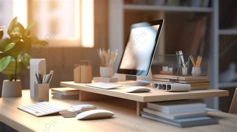 현대적인 사무실 스튜디오를 엿보세요 테이블 배경에 노트북 모형과 필수 사무용품이 포함된 절묘한 3d 렌더링 현대적 배경 사진관 배경 노트북 컴퓨터 배경 이미지 Hd