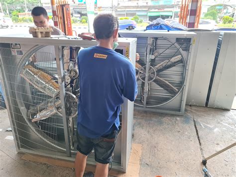 ประกอบพัดลมฟาร์มกล่อง ใบพัดสแตนเลส 50 ประกอบมอเตอร์มิตซูบิชิ 1 แรงม้า 380v เตรียมออเดอร์จัดส่ง