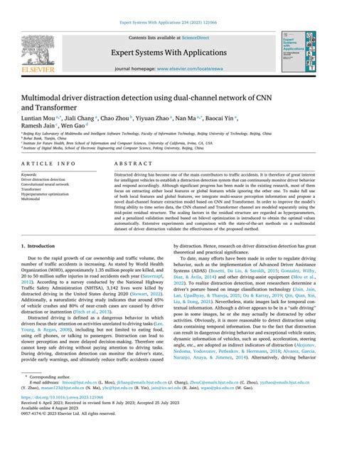 PDF Multimodal Driver Distraction Detection Using Dual Channel Network Of CNN And Transformer