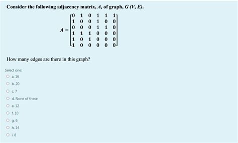 Solved Consider The Following Adjacency Matrix A Of Graph