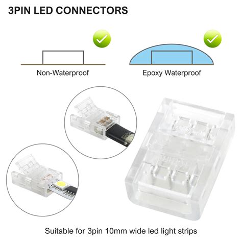 20 Pieces Led Strip Connectors 3 Pin Rgb Led Light Vicedeal