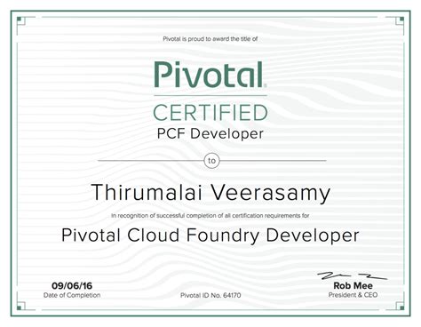 Pivotal Certified Pivotal Cloud Foundry Developer Thiru