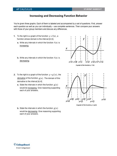 Unit 5 Increasing And Decreasing Function Behavior Assignment Pdf