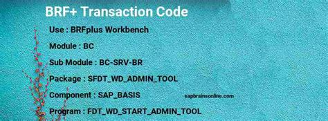 BRF SAP Tcode For BRFplus Workbench