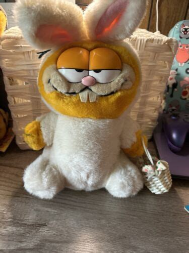 Vintage 12 Easter Bunny Garfield Plush With Basket 4655443405