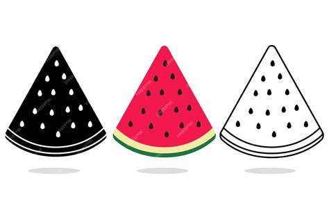 수박 슬라이스 과일 플랫 글리프 아웃라인 무료 벡터