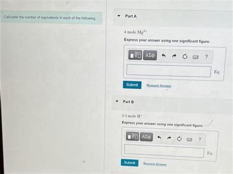 Solved Calculate The Number Of Equivalents In Each Of The