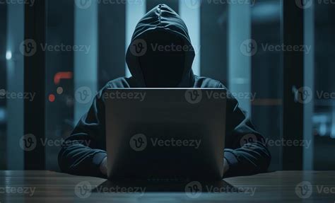 Fashionable Anonymous Hacker Typing Computer Laptop Cybercrime