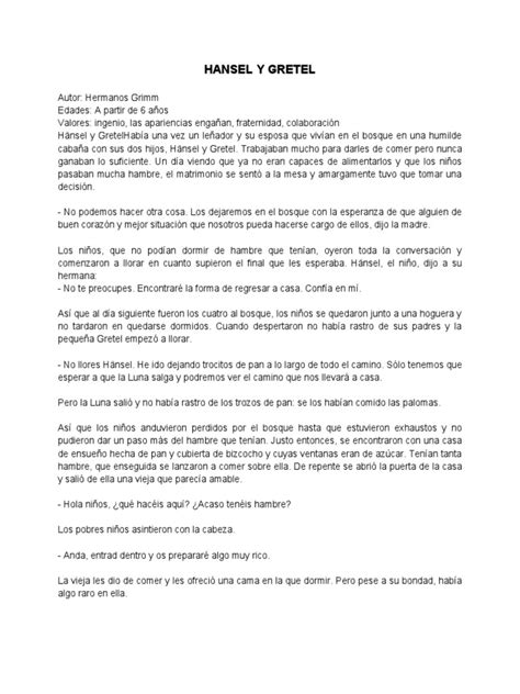 3 Poemas Y 3 Cuentos De Autores Conocidos Pdf Hansel Y Gretel