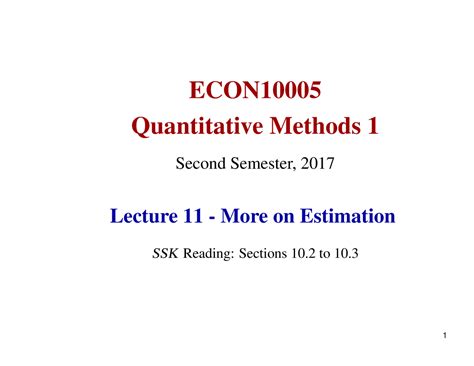 Lecture Lecture More On Estimation ECON Quantitative Methods Second Semester