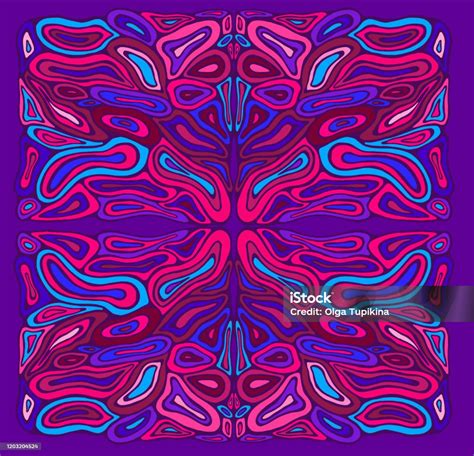 다양한 환각 화려한 초현실적 인 낙서 패턴 거울 추상적 인 패턴 장신구의 미로 벡터 보헤미안 판타지 일러스트레이션입니다 강렬하고 밝은 색상에 대한 스톡 벡터 아트 및 기타