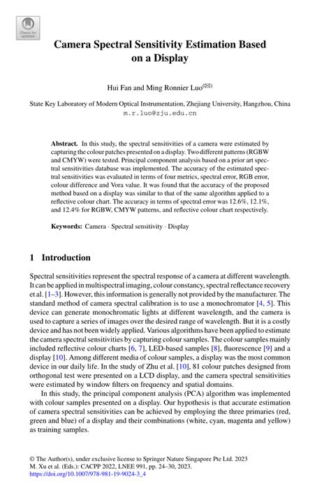 Pdf Camera Spectral Sensitivity Estimation Based On A Display