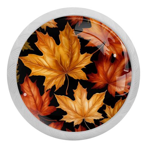 Maple Leaf Pattern 4pcs Cabinet Knobs Pulls Fluorescent Drawer Handle