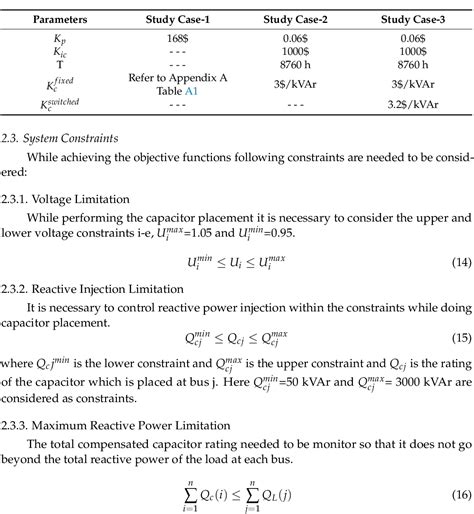 Table 1 From Optimal Placement Of Capacitors In Radial Distribution Grids Via Enhanced Modified