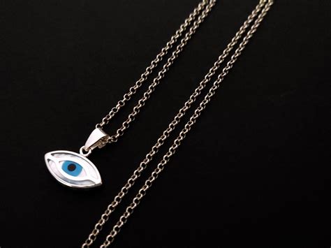 Greek Evil Eye Silver Pendant Necklace Silver Evil Eye Jewelry