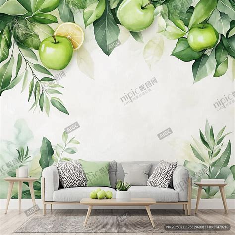 Ai创作图绿萝背景墙 苹果背景墙 树叶电视背景墙 水果墙画 绿色背景墙壁画 水果卡通背景墙 水果背景墙 绿叶艺术壁画 客厅墙布壁画背景场景 3d电视背景墙装饰画 苹果墙画 果园苹果背景墙 植物