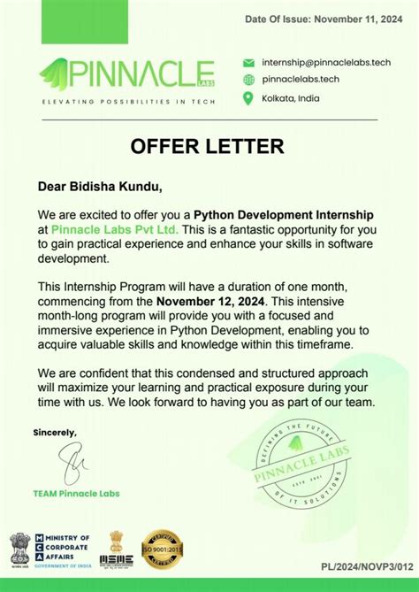 Internship Pythondevelopment Pinnaclelabs Grateful Learning Excitingopportunity