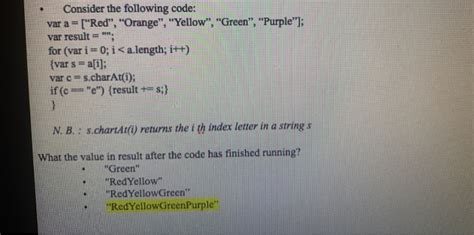 Solved Consider The Following Code Var A Red