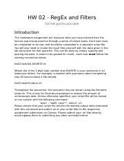 Homework 2 1 Docx HW 02 RegEx And Filters 50 HW Points Possible Introduction This Homework